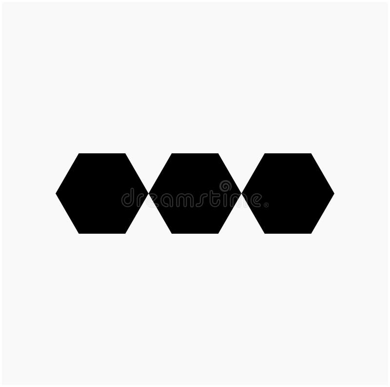 Three Hexagons in on Line Vector. Black Hexagons Icon Stock Vector ...