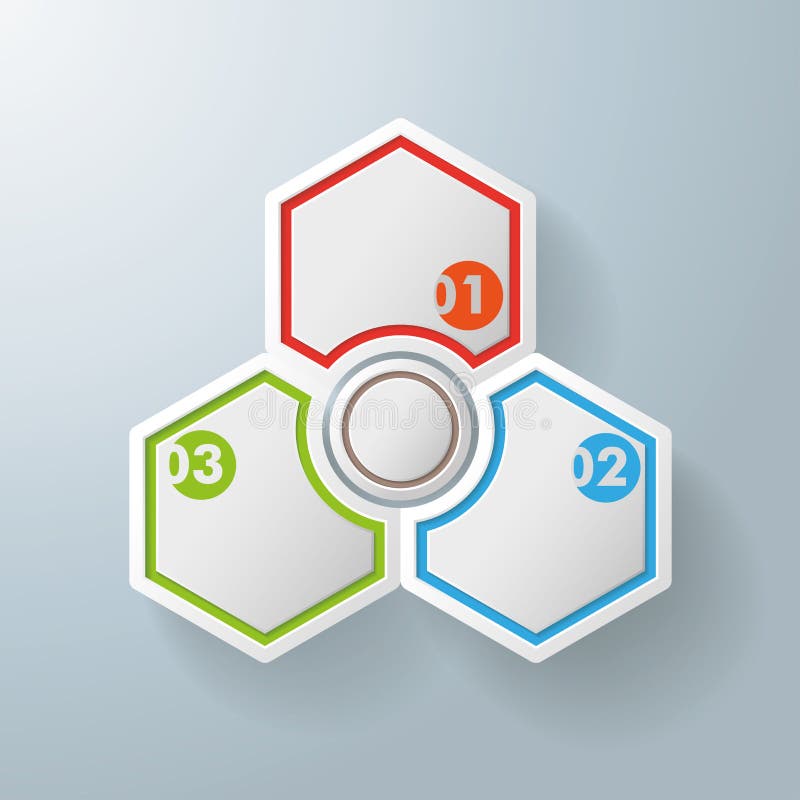 Three Hexagons with Hexagon Centre Stock Illustration - Illustration of ...