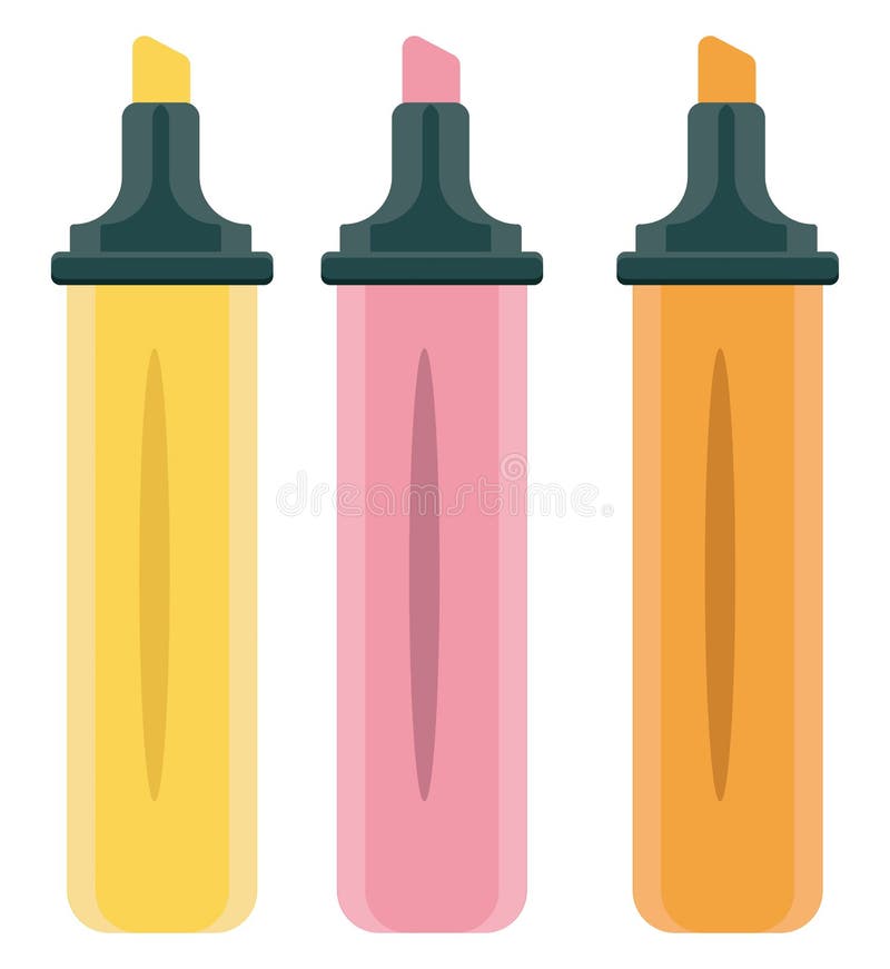Three Highlighter Pens, Icon Stock Vector - Illustration of tool ...