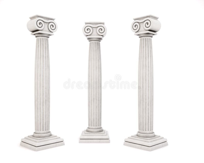 Three Historic Architectural Column on White Background Stock ...