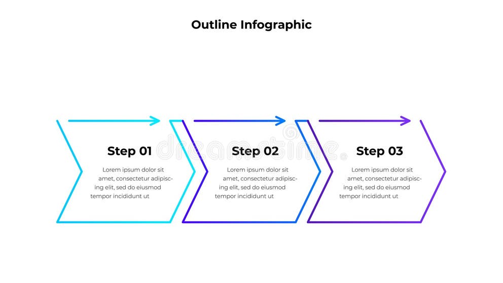 Three Horizontal Line Arrows with Text. Concept of 3 Options of ...