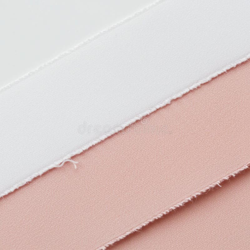 Three Horizontal Strips of Fabric in White and Light Pink, with Visible ...