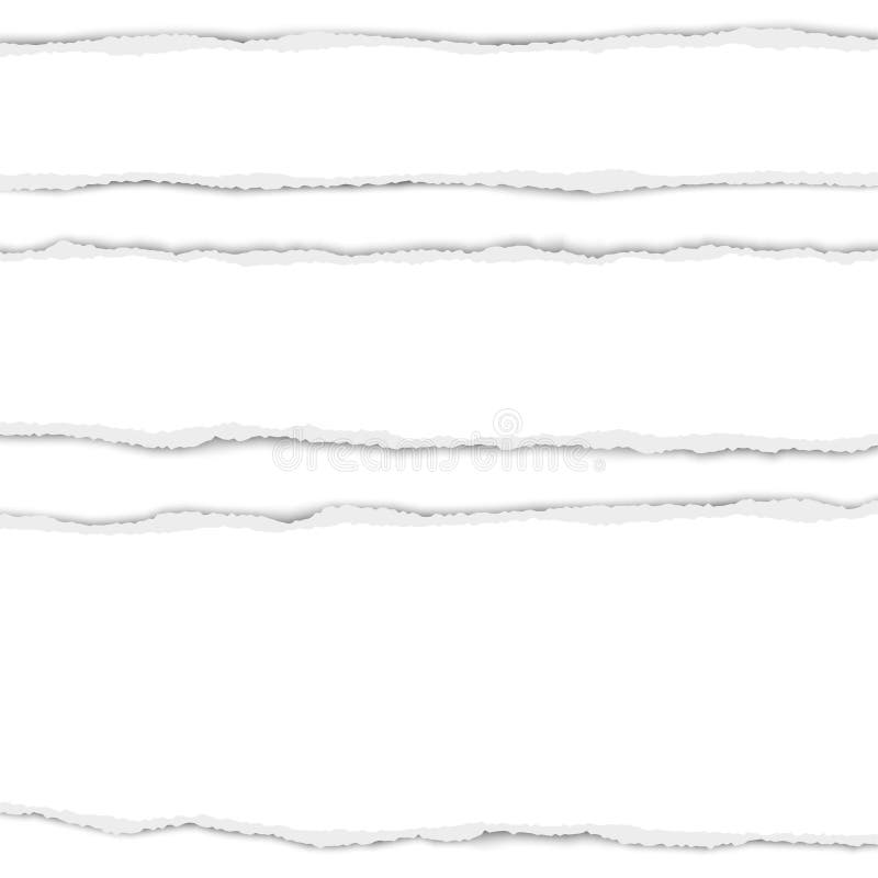 Three Horizontal Torn White Paper Stripes with Shadow Placed on White ...