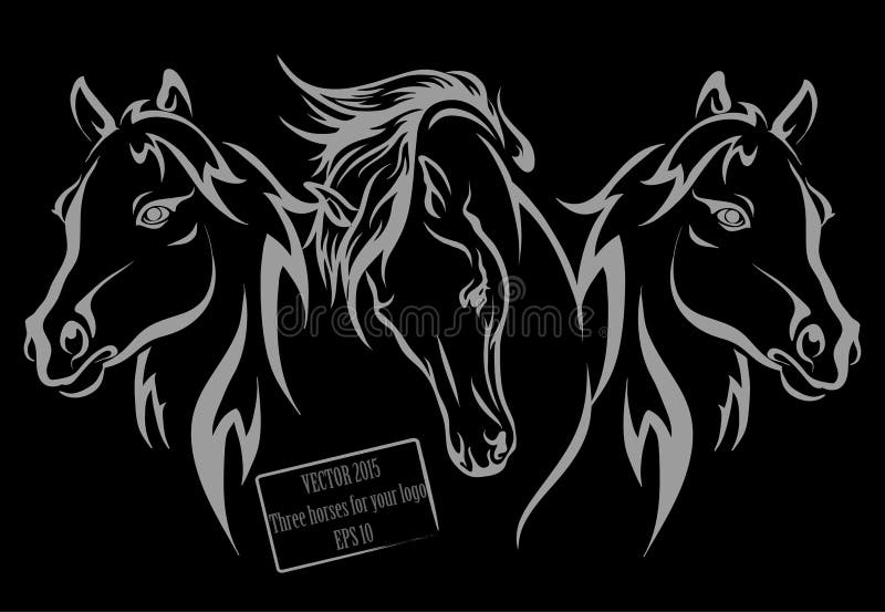 Three horses stock vector. Illustration of white, beauty - 13007987