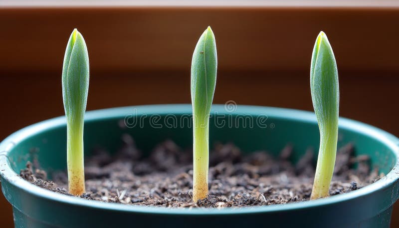 Three Hosta Shoots Emerging from Soil, New Life and Growth Concept ...