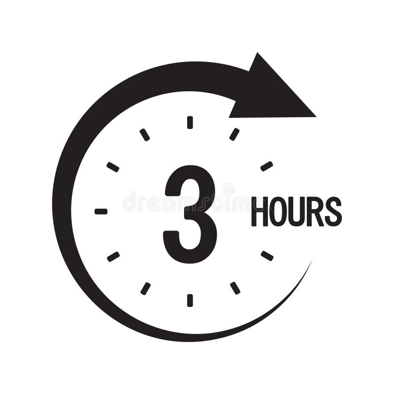 Three Hours Icon. Black Circular Arrow. Countdown Timer Graphic. Vector ...