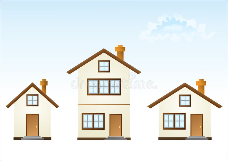 Three houses stock illustration. Illustration of residential - 8827461
