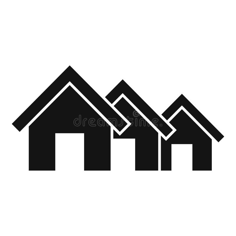 Three Houses Logo Forming a Chain Symbolizing Real Estate Stock Vector ...