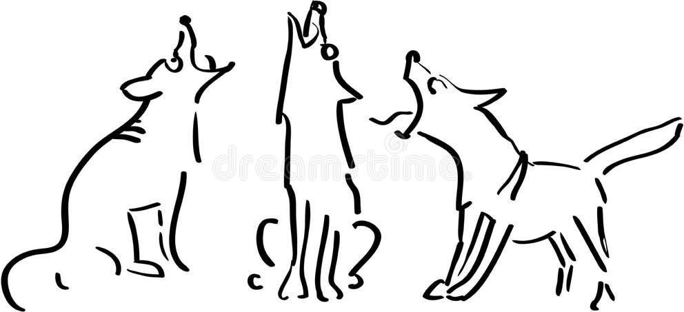 Three howling dogs stock illustration. Illustration of stylized - 29820152