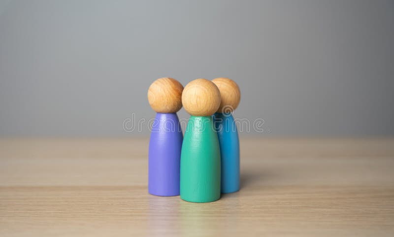 Three Human Figures. Team or Group. Assistance, Cooperation and ...