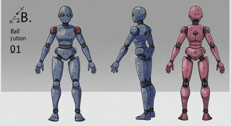 Three Humanoid Robot Models are Displayed, Showing Front, Back, and ...