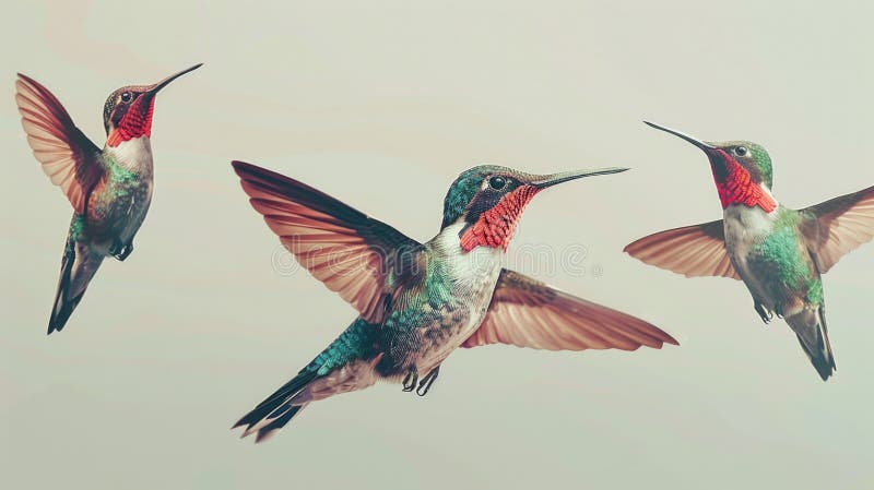Three Hummingbirds Flying in the Sky, Suitable for Nature Concepts ...
