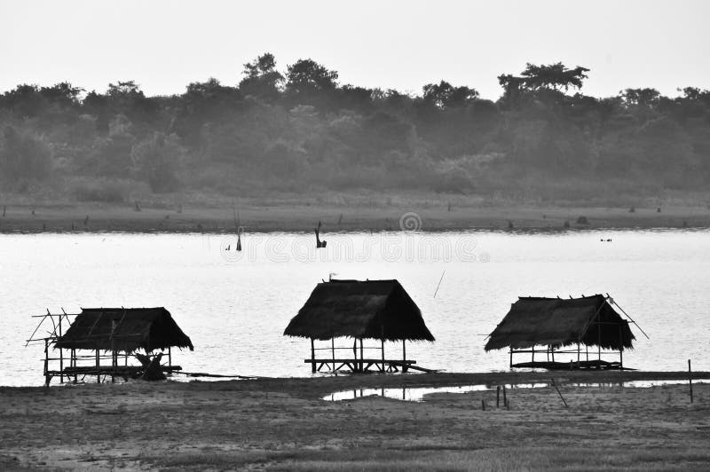Three hut on water stock photo. Image of tropical, nature - 44807354