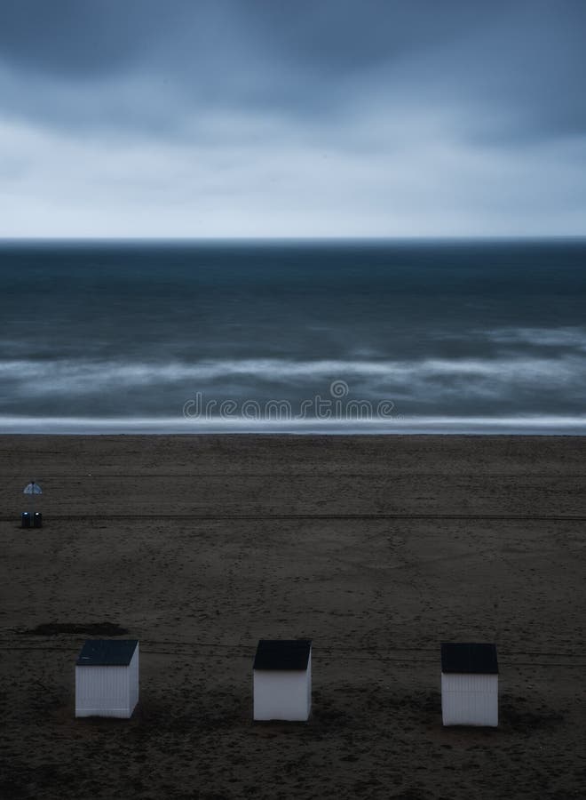 Three Huts on the Stormy Beach Stock Image - Image of huts, stormy ...