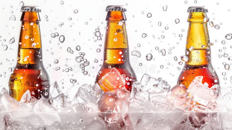 Refreshing Ice-cold Beer Bottles with Water Splashes. Perfect for ...