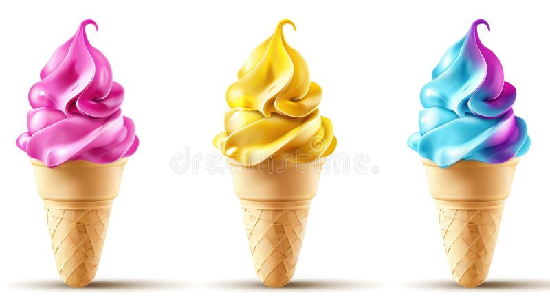 Three Ice Cream Cones with Colorful Toppings Stock Image - Image of ...
