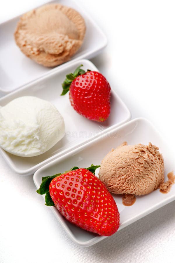 Three ice cream sundaes stock photo. Image of dessert - 71676456