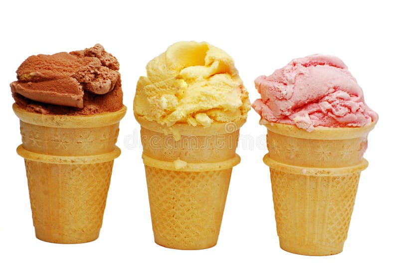Three ice creams stock photo. Image of cone, cream, chocolate - 6388076