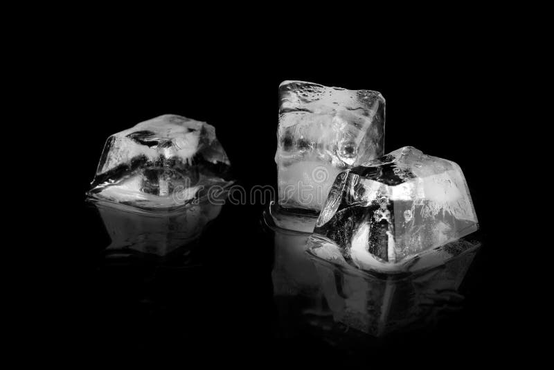 Three Ice Cubes on Black Surface Stock Photo - Image of melt, fresh ...