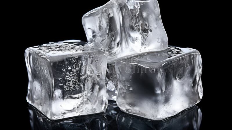 Three Ice Cubes on a Black Surface, Perfect for Cooling Drinks Stock ...