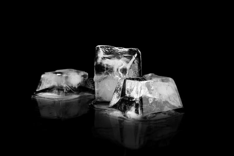 Three Ice Cubes on Black Surface Stock Image - Image of fresh, cube ...