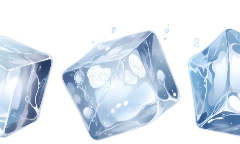 Three Ice Cubes with Bubbles Isolated on White Background Stock Vector ...