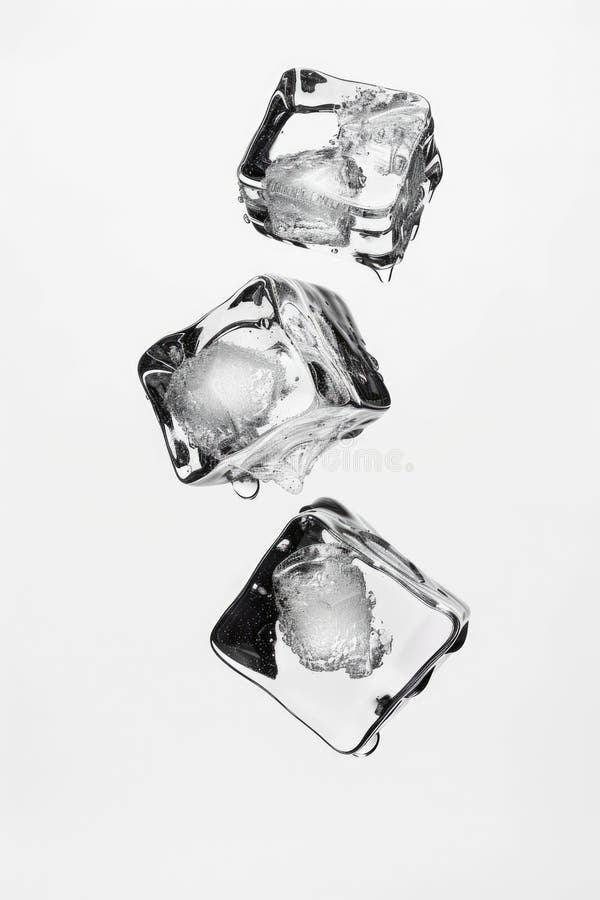 Three Ice Cubes Floating on Top of Each Other. Can Be Used for Various ...