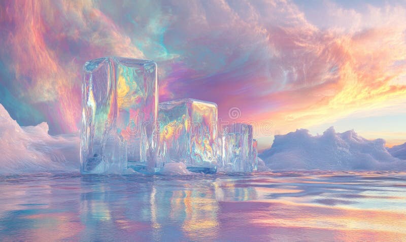 Three Ice Cubes are Floating in the Water Stock Photo - Image of ...