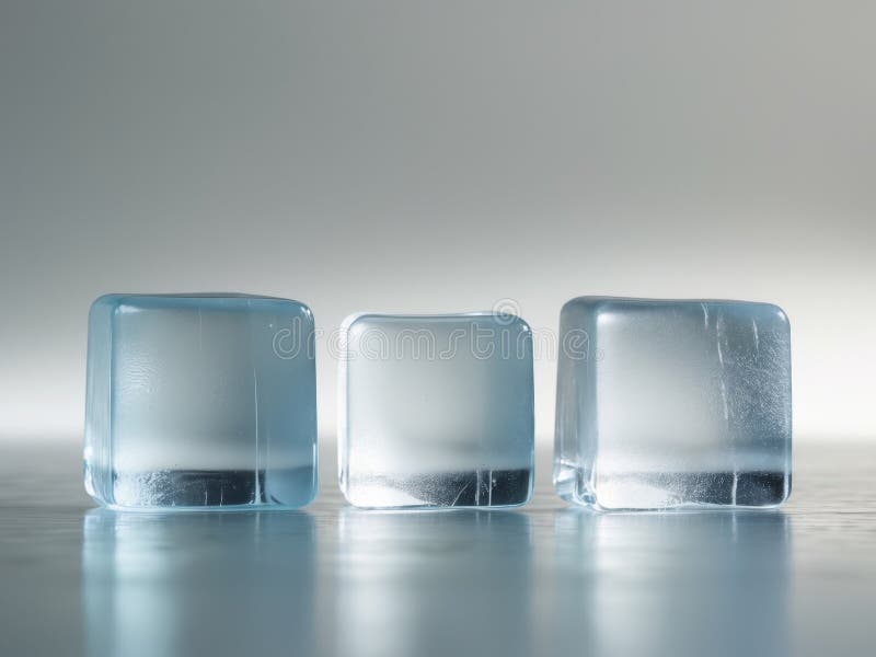 Three Ice Cubes are Sitting on a Reflective Surface Stock Image - Image ...