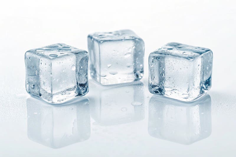 Three Ice Cubes on White Background Stock Photo - Image of droplet ...