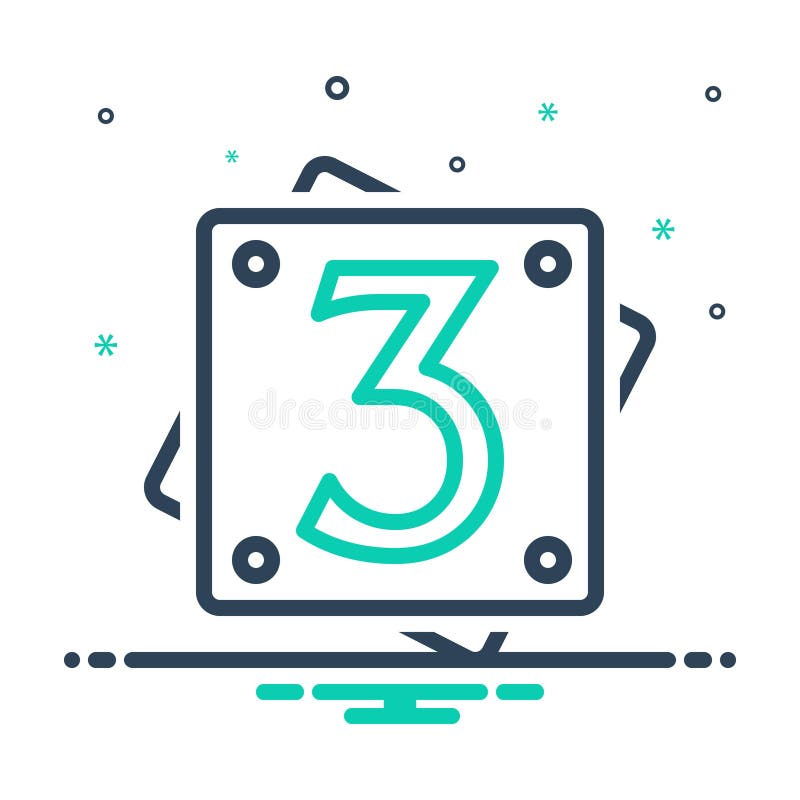 Mix Icon for Three, Number and Math Stock Vector - Illustration of ...