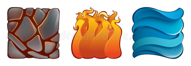 Three Icons Elements of Nature Stock Vector - Illustration of icon ...