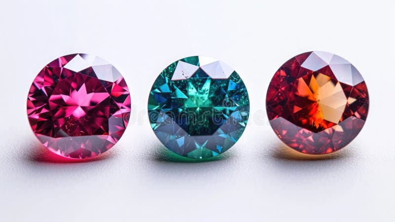 Three Identical-sized Precious Stones, Sapphire, Emerald, and Ruby ...