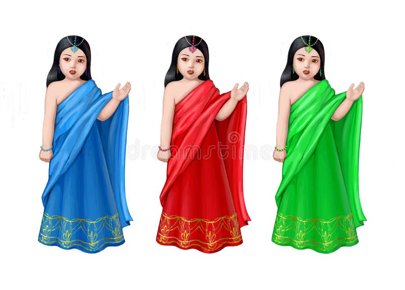 Three indian girls stock illustration. Illustration of design - 24010309