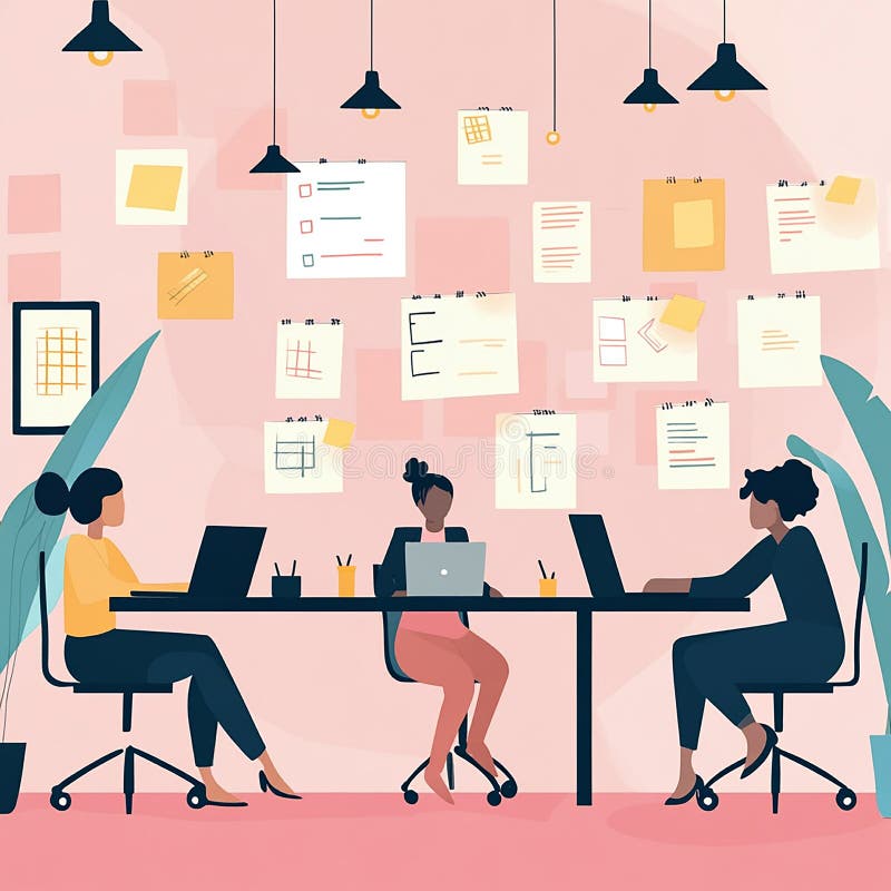 Collaborative Teamwork in a Modern Office with Diverse Professionals at ...