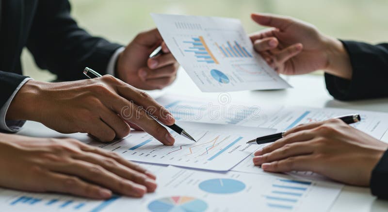 Three Individuals are Engaged in a Business Meeting, Focusing on ...