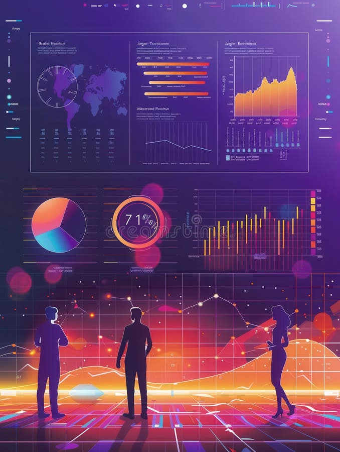 Three Individuals Observe an Analytics Dashboard Displaying Social ...