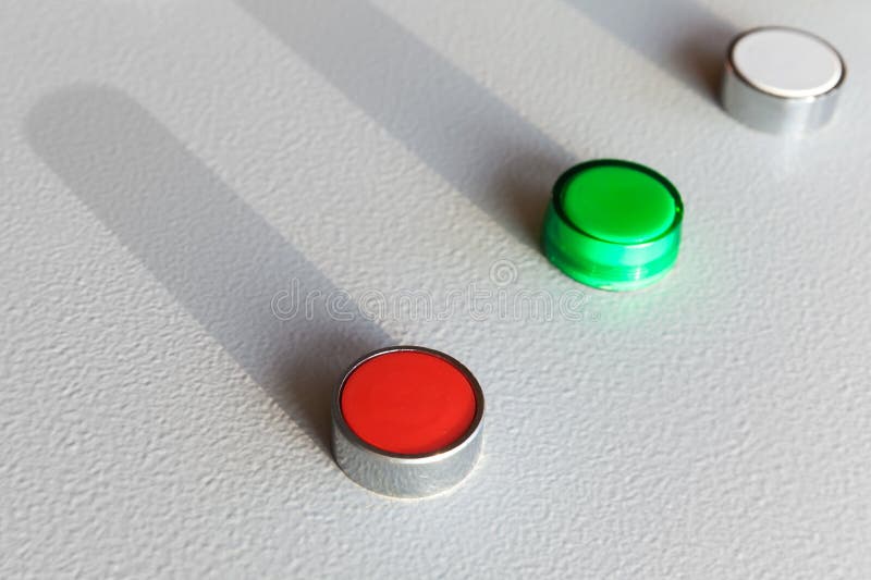 Three Industrial Buttons on Gray Control Panel Stock Image - Image of ...