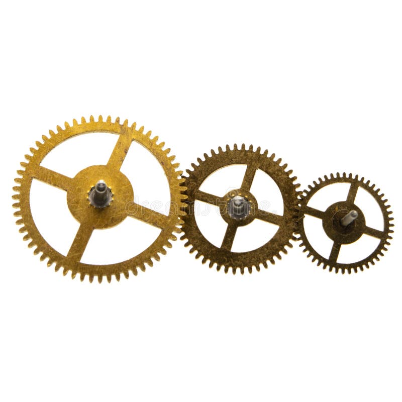 Three Industrial Clock Brass Gear Wheels Stock Image - Image of ...