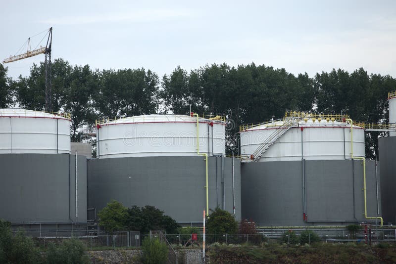 Three Industrial Storage Tanks Stock Image - Image of supply ...