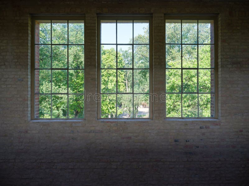 Three Industrial Windows stock photo. Image of empty - 332440964