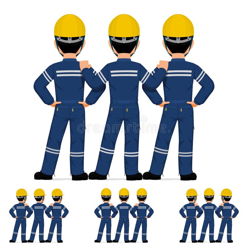 Three Industrial Worker Standing Together on White Background Stock ...