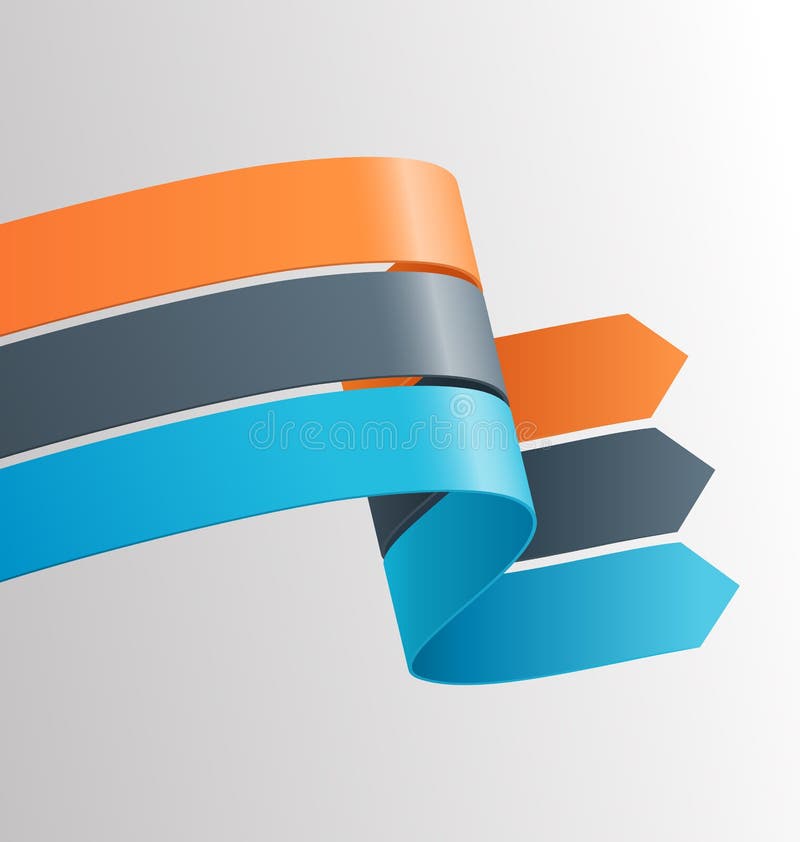 Three Infographic Elements Ribbons Arrows on Grayscale Stock Vector ...