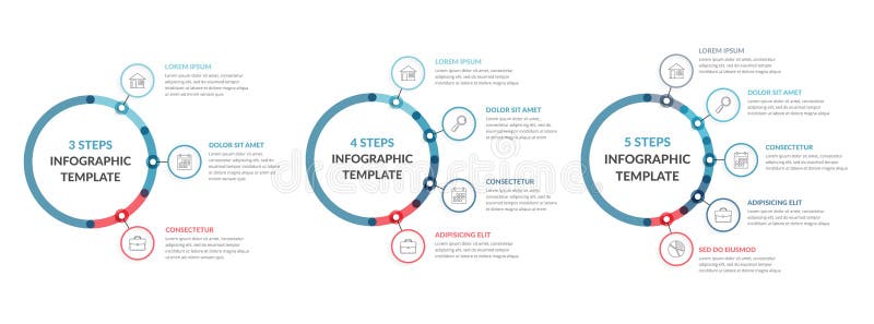 Three Infographic Templates Stock Vector - Illustration of four, five ...