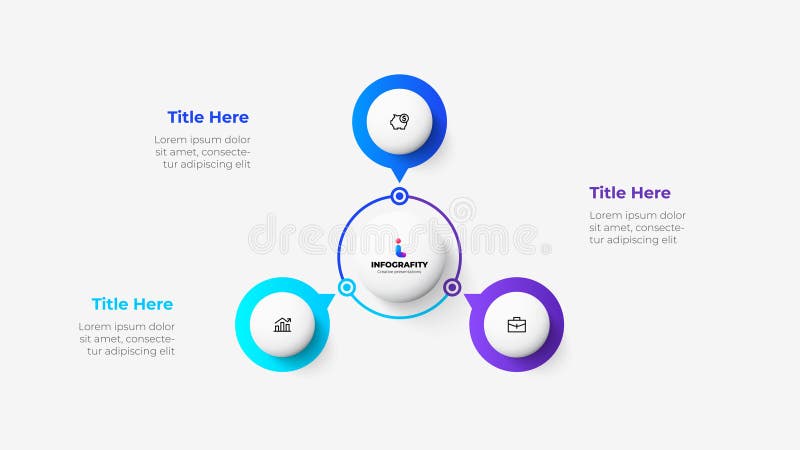 Three Infographics Circles with Central White Circle. Template for ...