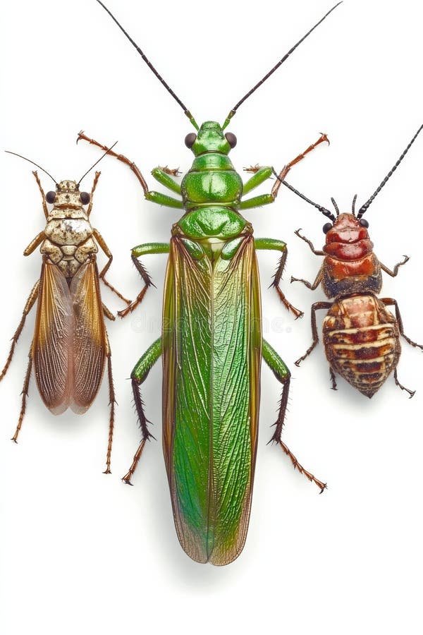 A Trio of Distinct Insect Species, Each Displaying Unique Colors and ...