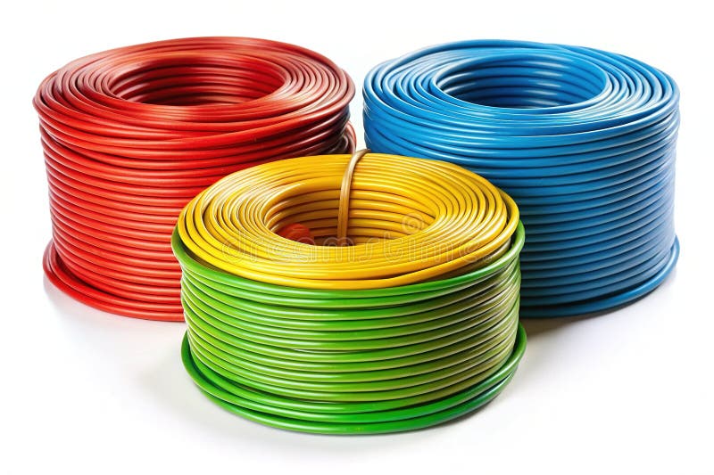 Three Insulated Wire Rolls a CloseUp View of Essential Electrical ...