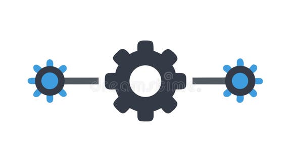 Three Interconnected Gears Settings Icon Vector Blue, Vector Design ...