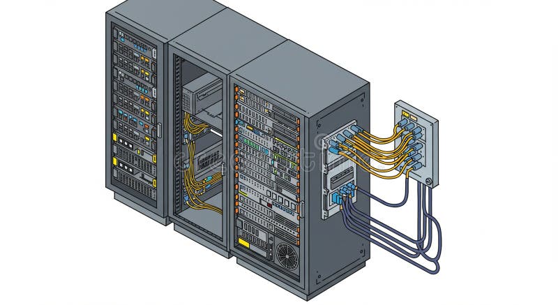 Three Interconnected Server Racks in a Data Center are Depicted, Each ...