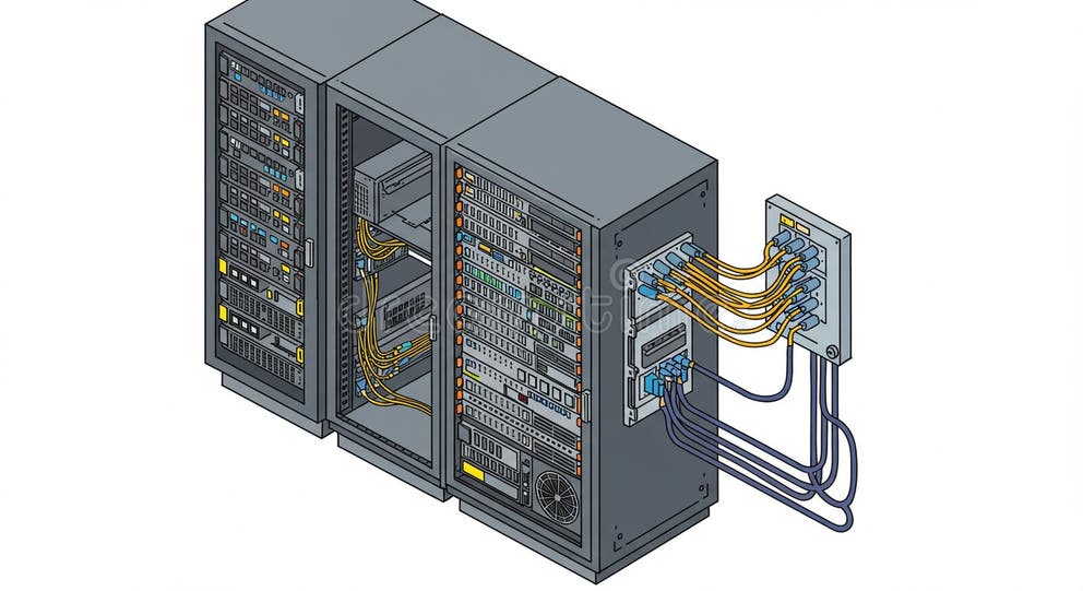 Three Interconnected Server Racks in a Data Center are Depicted, Each ...